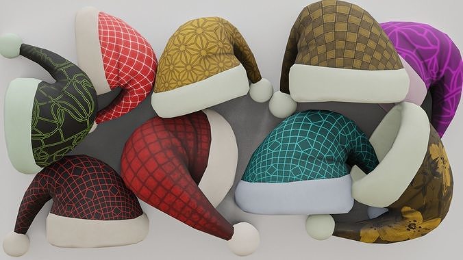 3D model Christmas Hat 20 Textures 5 Color Variant VR / AR / low-poly ...