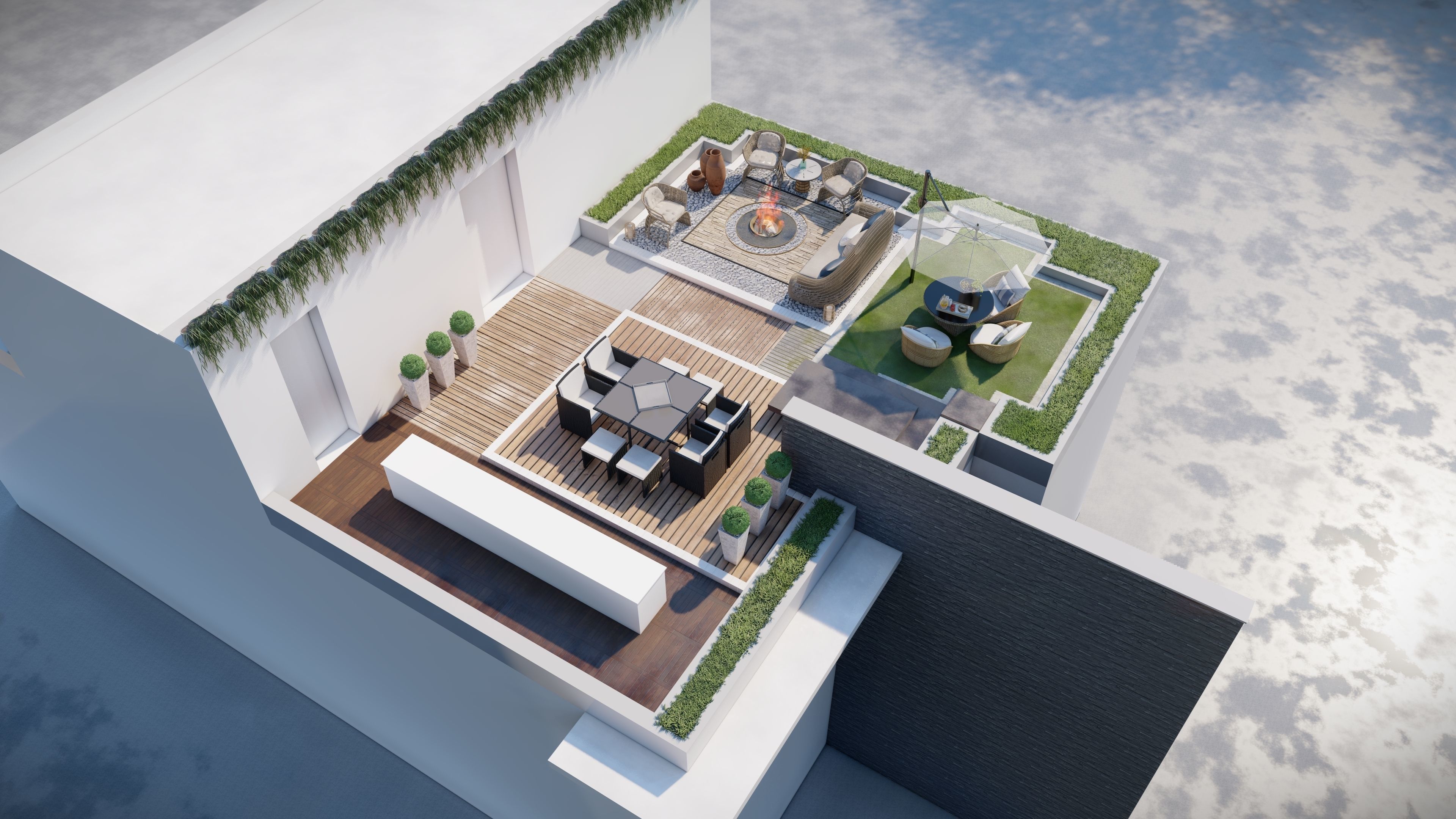 Roof top landscape design with conservatory 3d model 3D model | CGTrader
