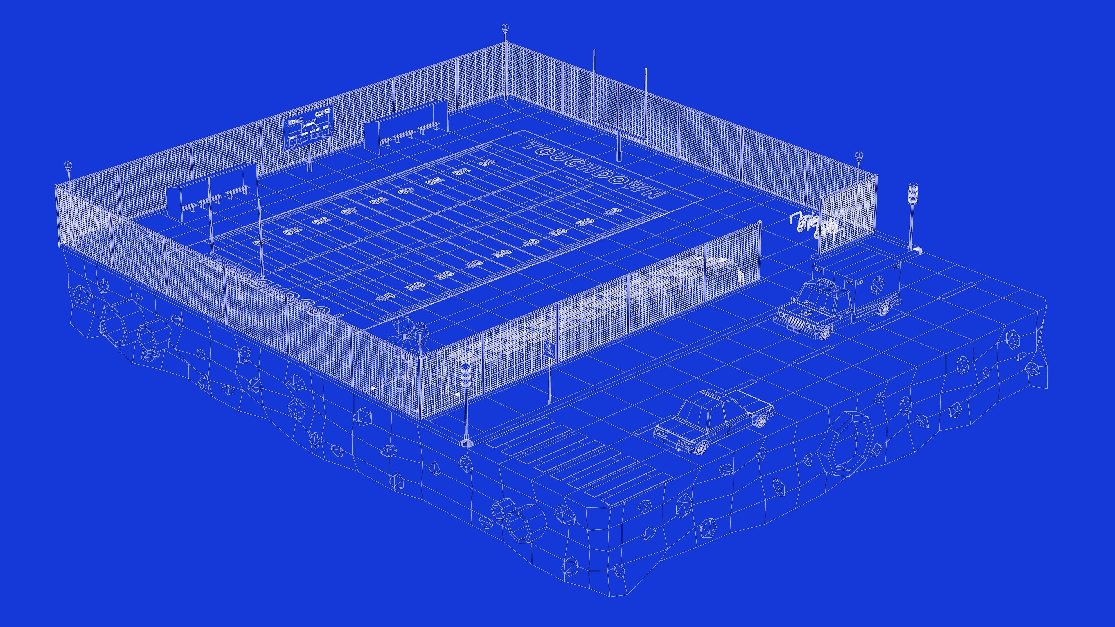 American Football Field 3D model | CGTrader