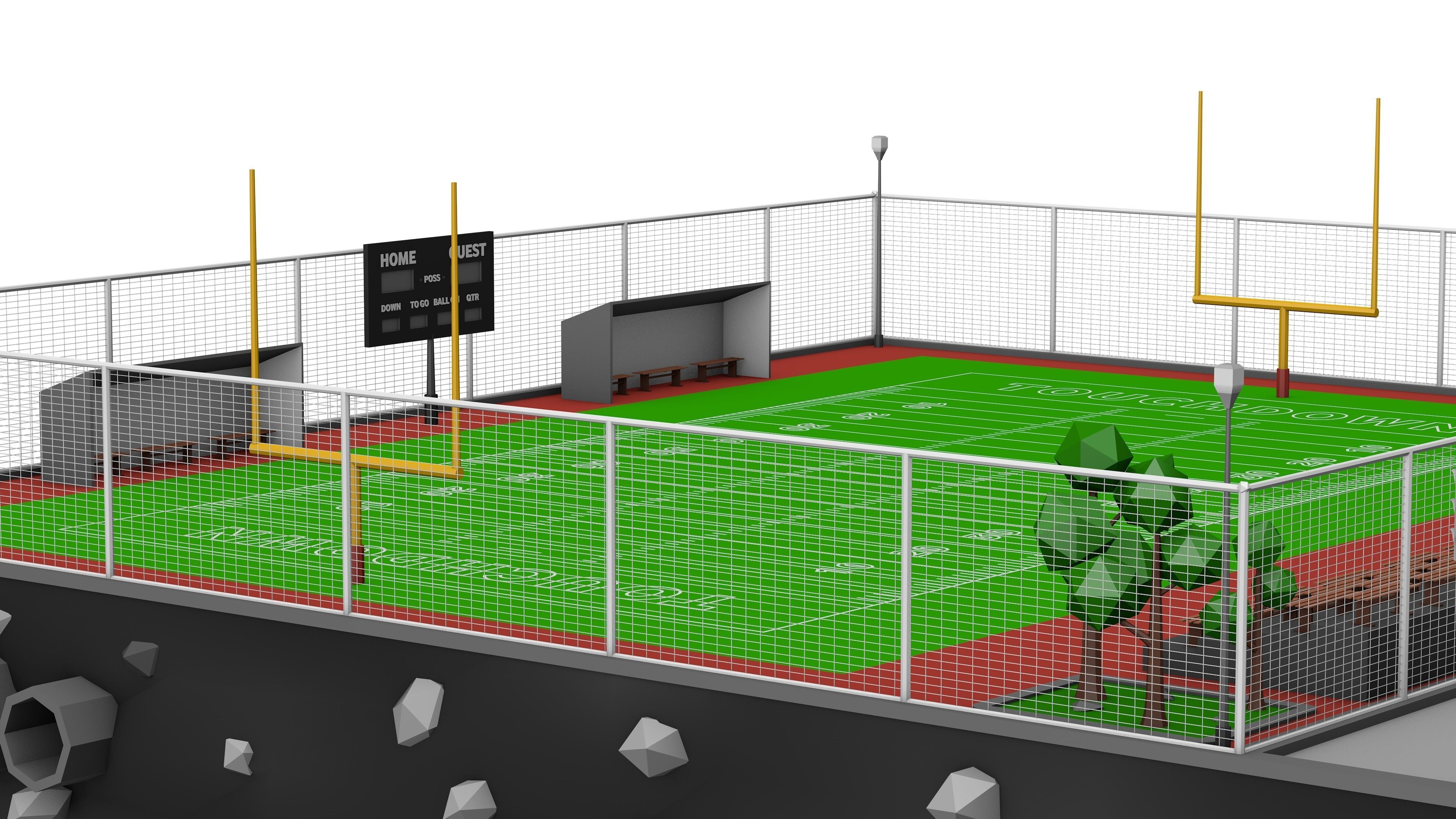 American Football Field 3D model | CGTrader