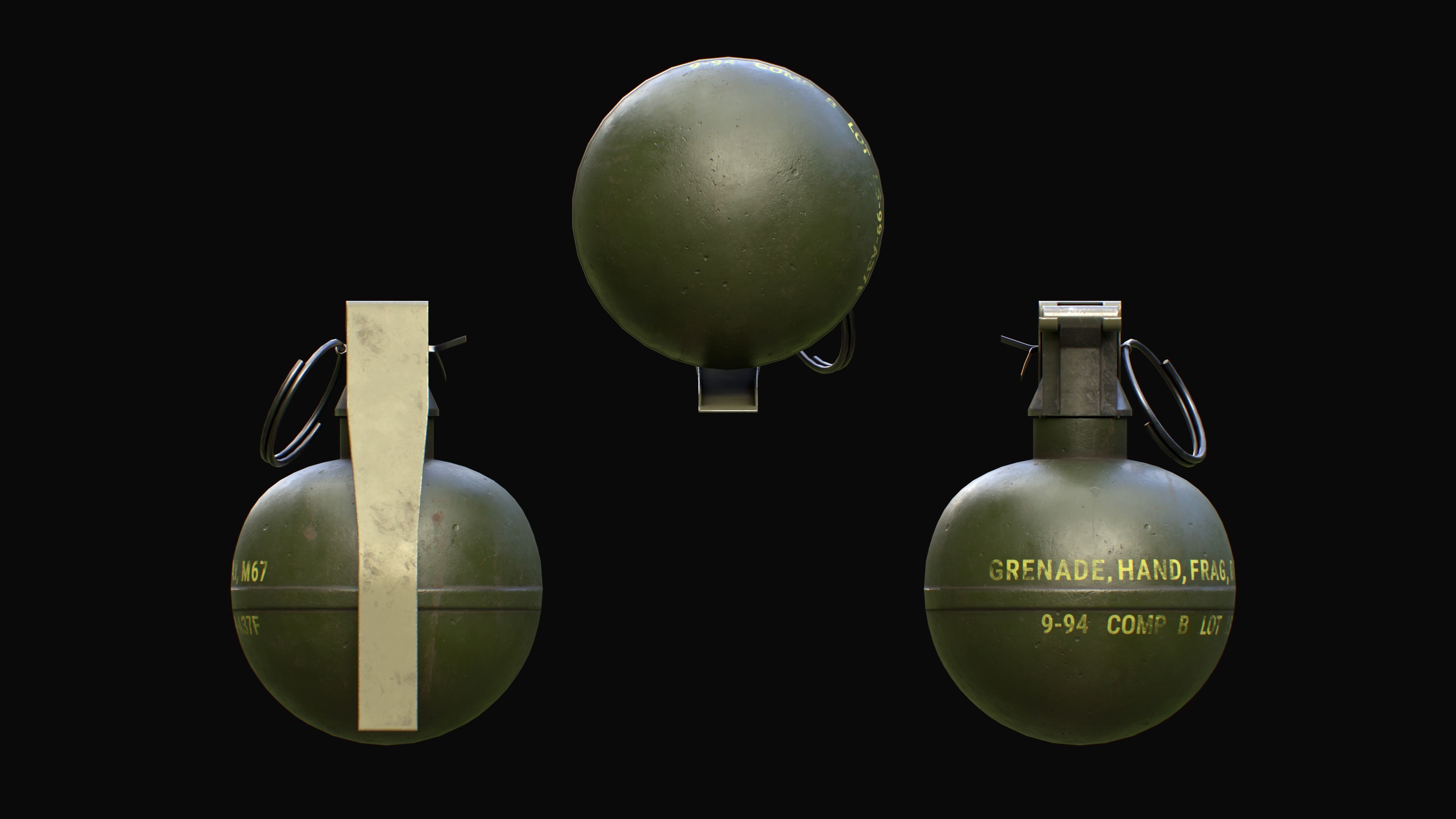 3D model M67 fragmentation grenade VR / AR / low-poly | CGTrader