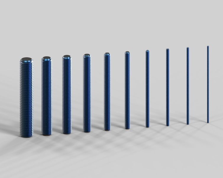 M3 to M20 x 120mm Threaded Bars 3D model 3D printable | CGTrader