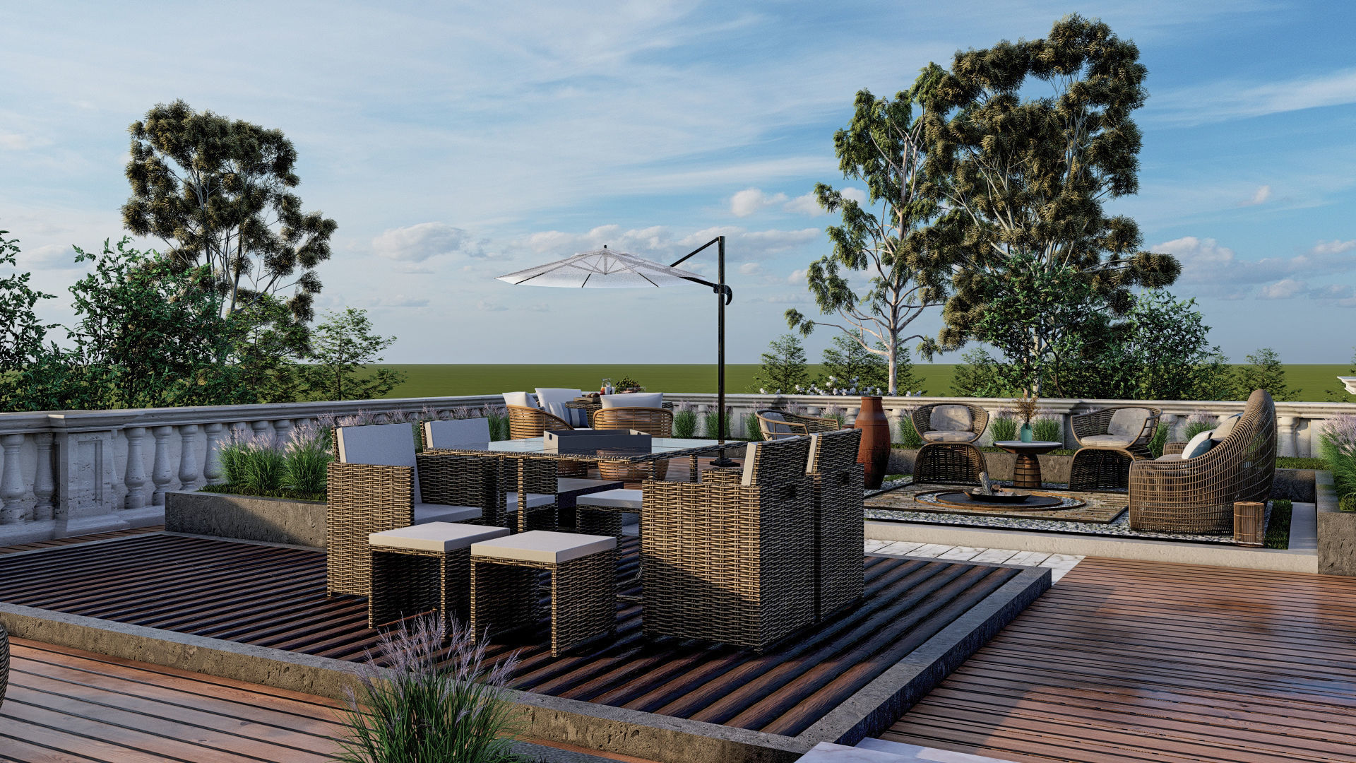 Neoclassical House design with roof top landscape 3D model | CGTrader