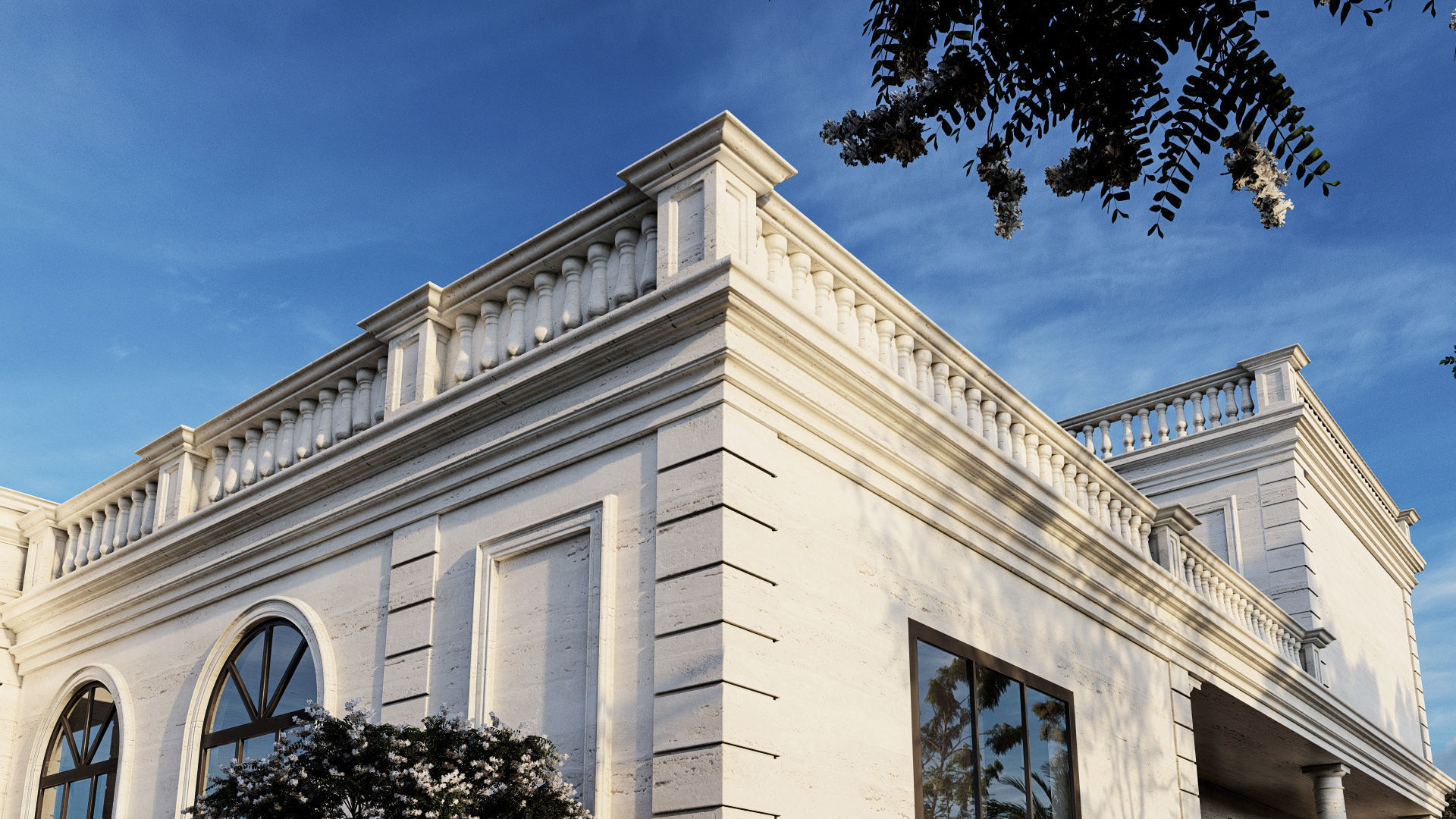 Neoclassical House design with roof top landscape 3D model | CGTrader