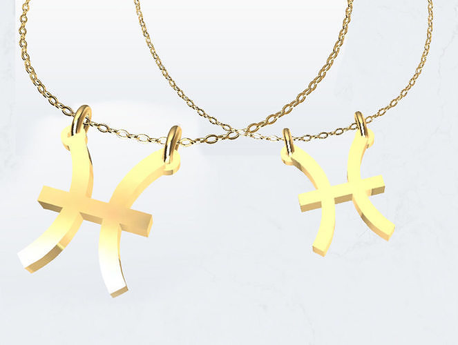 Pisces Zodiac Sign Pendant Necklace 3D model 3D printable | CGTrader