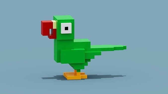 3D model Voxel Green Parrot VR / AR / low-poly | CGTrader