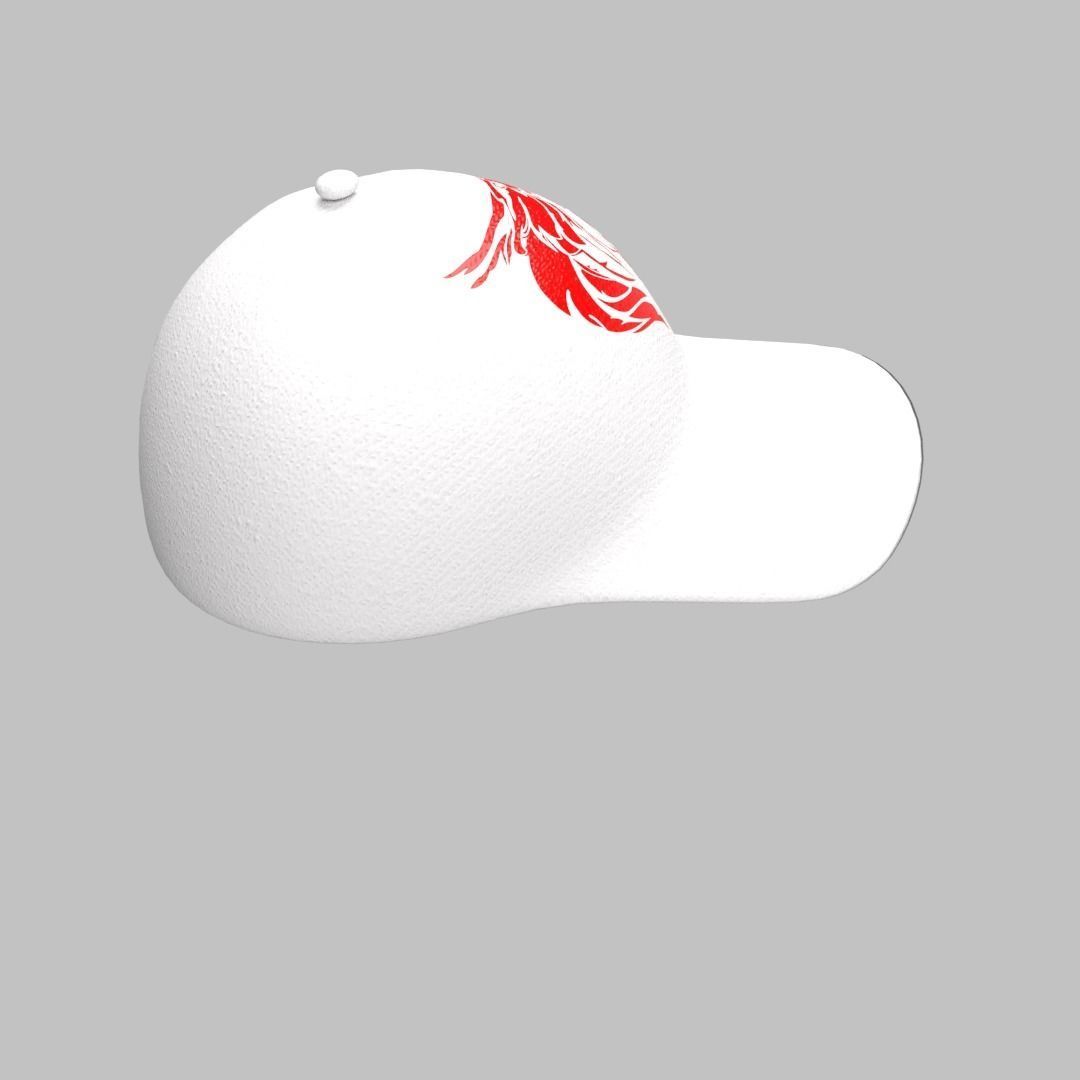 White Jeans Baseball Cap with Red Bald Eagle 3D model | CGTrader