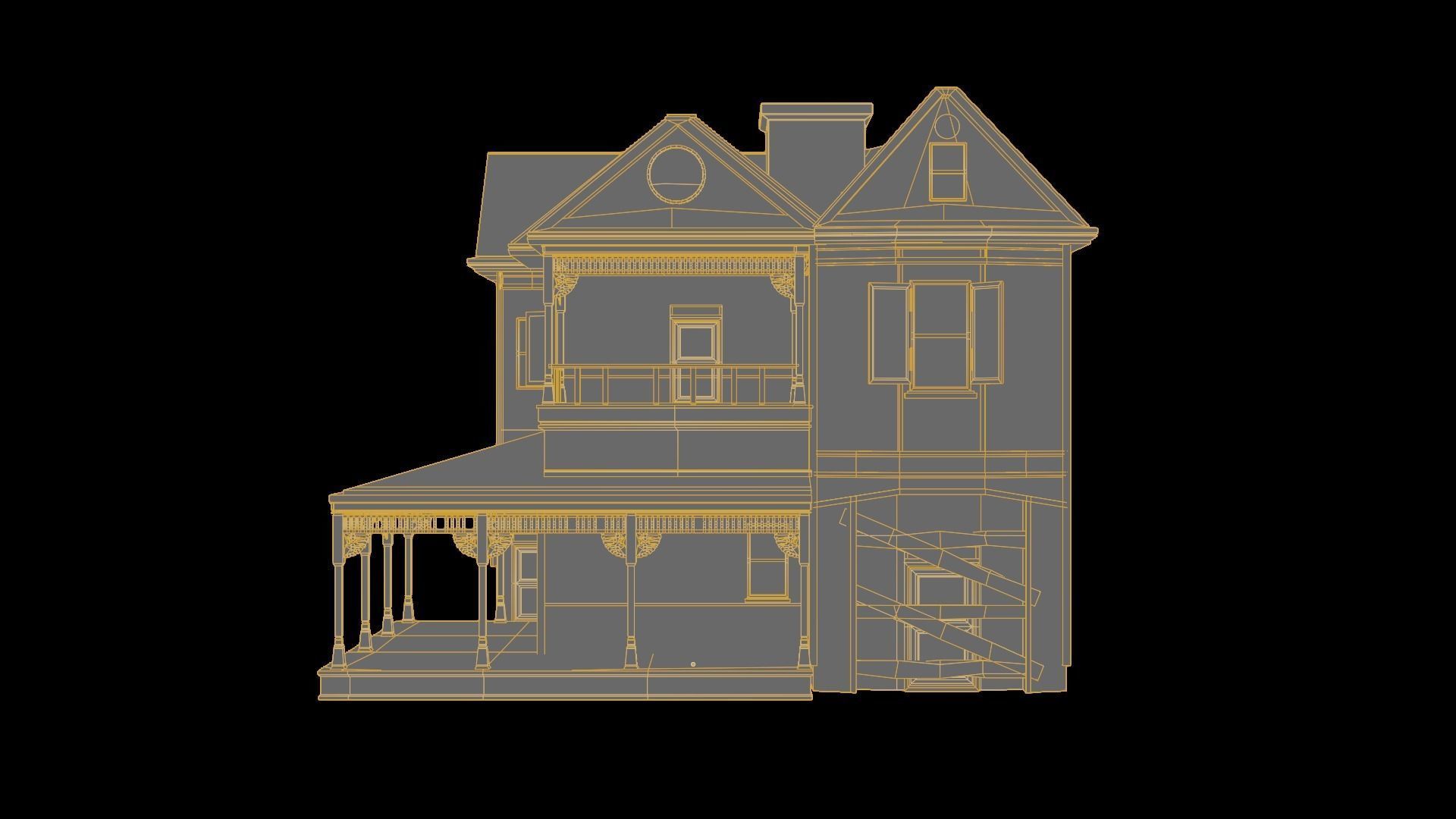 3D model House Abandoned old - realistic low poly VR / AR / low-poly ...