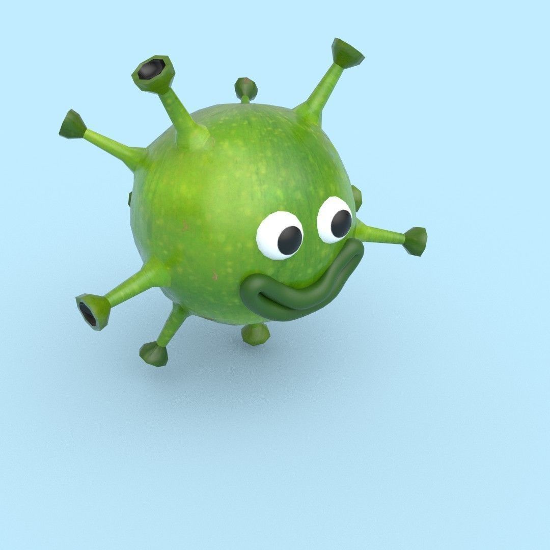 3D model Covid CoronaVirus SARS-CoV-2 Cartoon Casual Style VR / AR ...