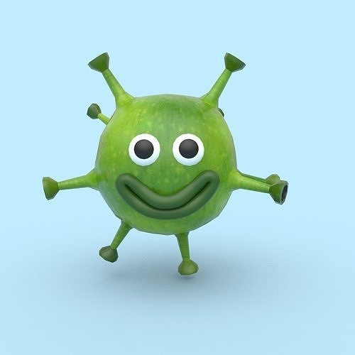 3D model Covid CoronaVirus SARS-CoV-2 Cartoon Casual Style VR / AR ...