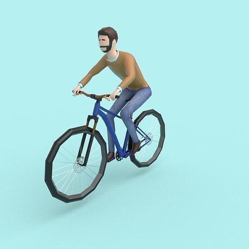 3D model Bicyclist Very Low Poly Game Ready PBR VR / AR / low-poly ...