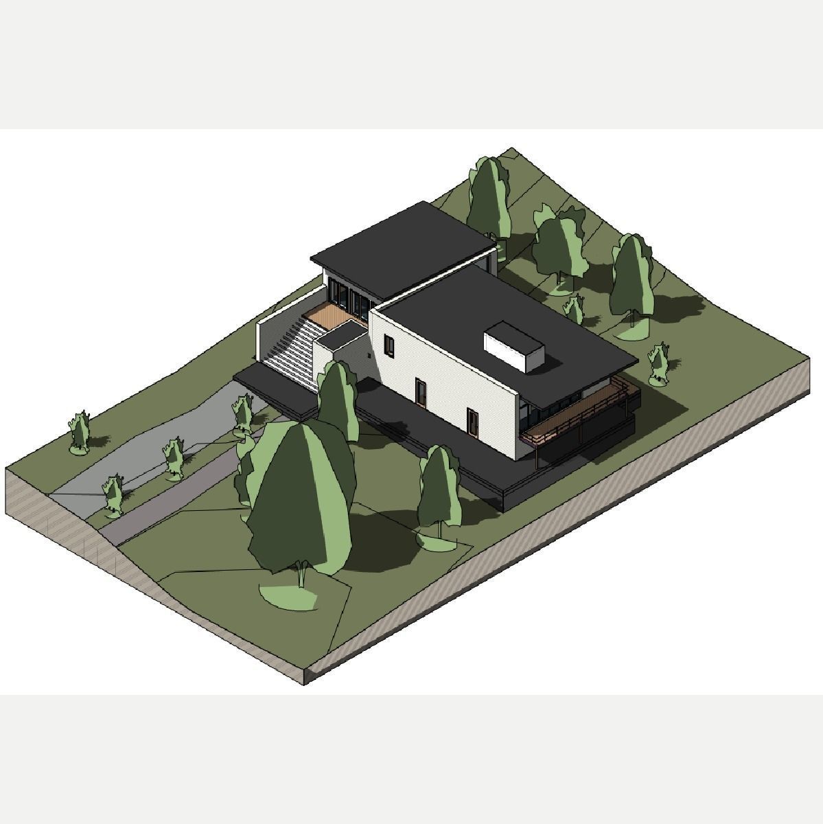 Rectangle house - Revit 3D model | CGTrader