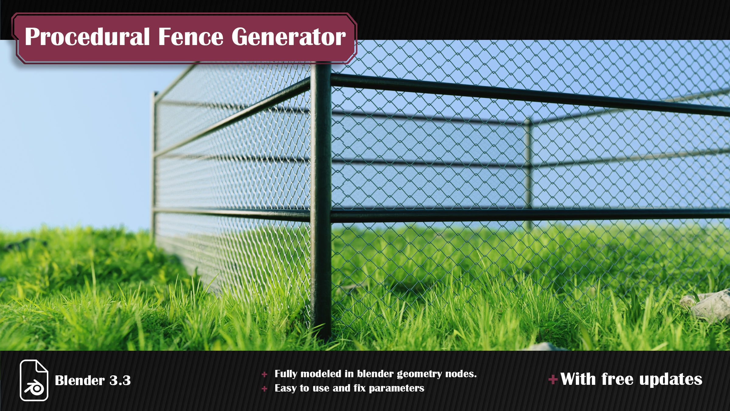 Procedural Wire Chain Link Fence for Blender 3D model | CGTrader