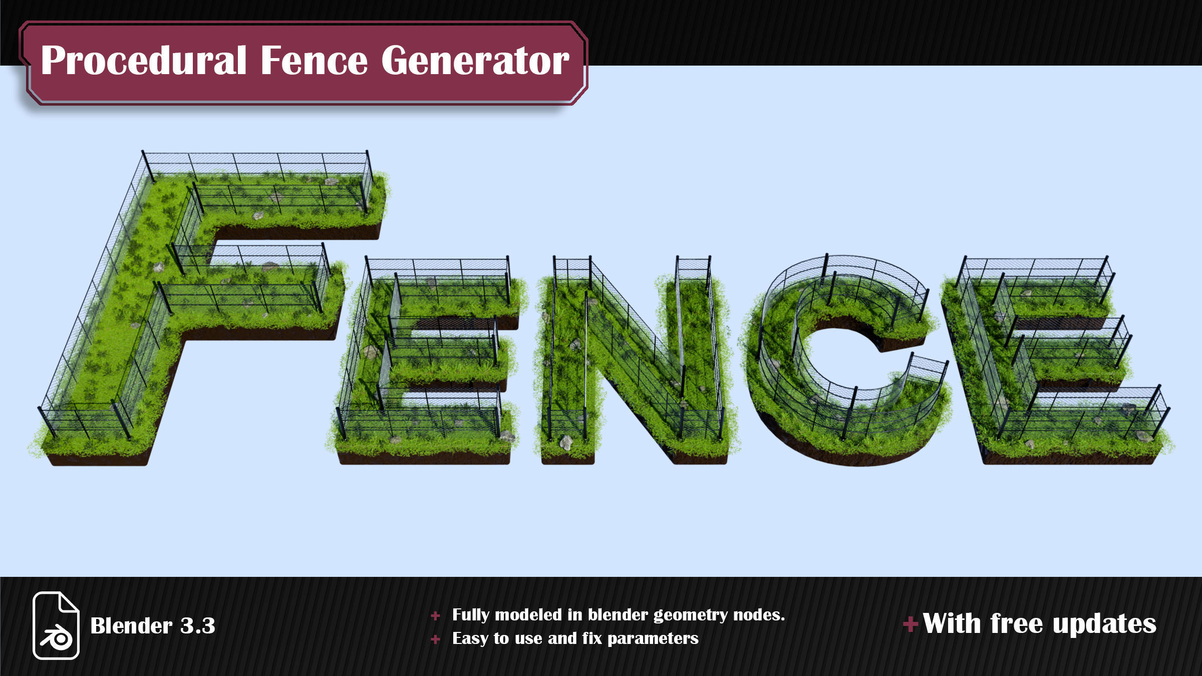 Procedural Wire Chain Link Fence for Blender 3D model | CGTrader