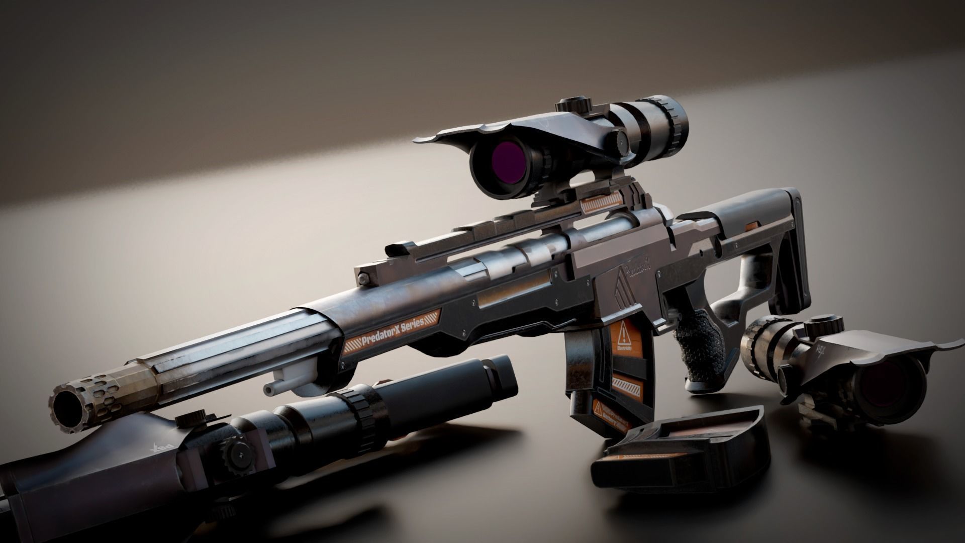 3D model Stylized Sci-Fi Assault Snipe Laser Rifle VR / AR / low-poly ...