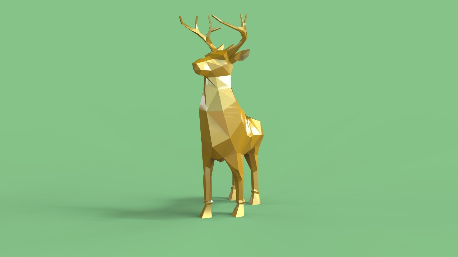 LOW POLY REINDEERS two golden deer 3D model 3D printable | CGTrader
