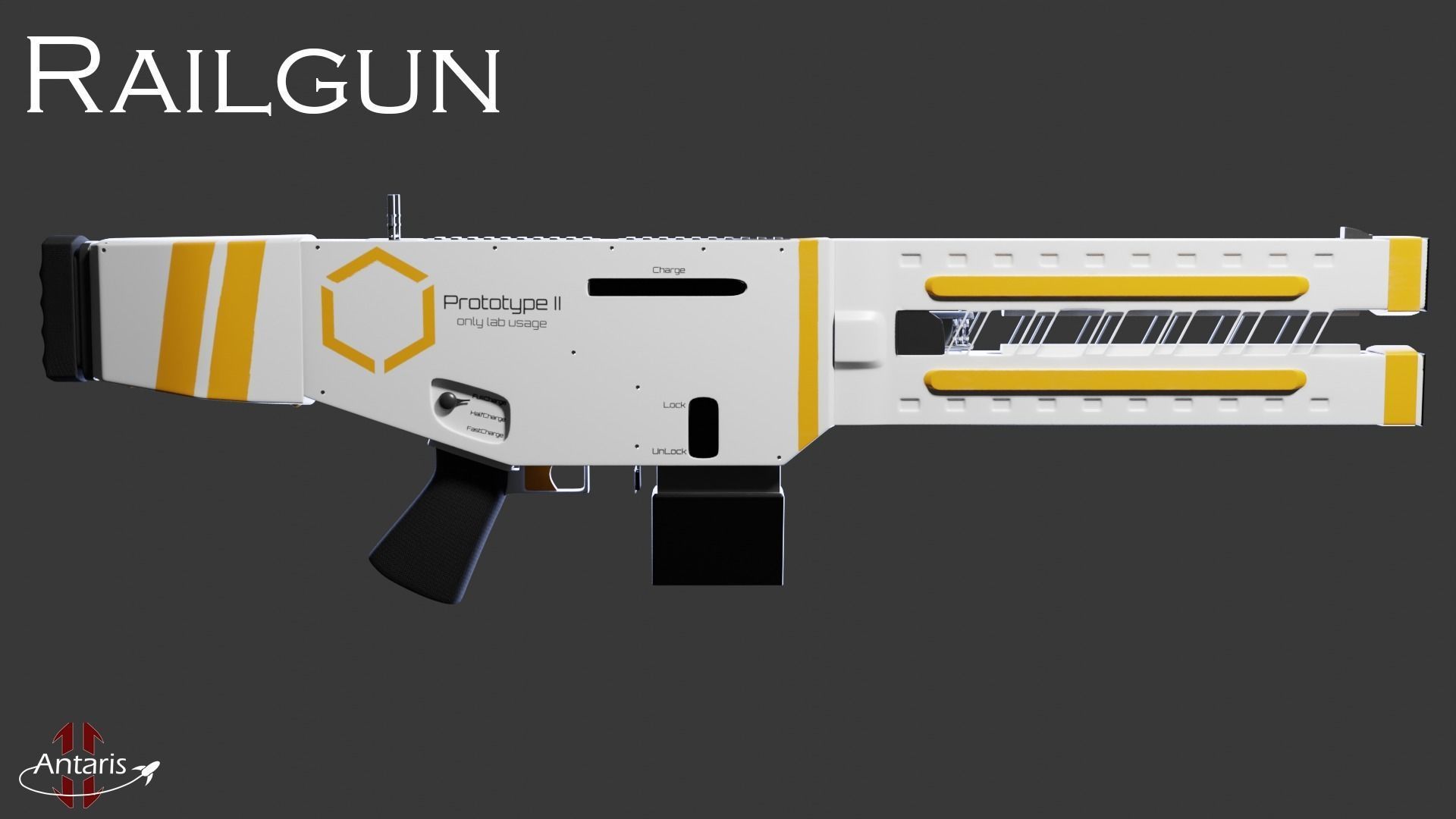 Railgun gun with stripes 3D model | CGTrader