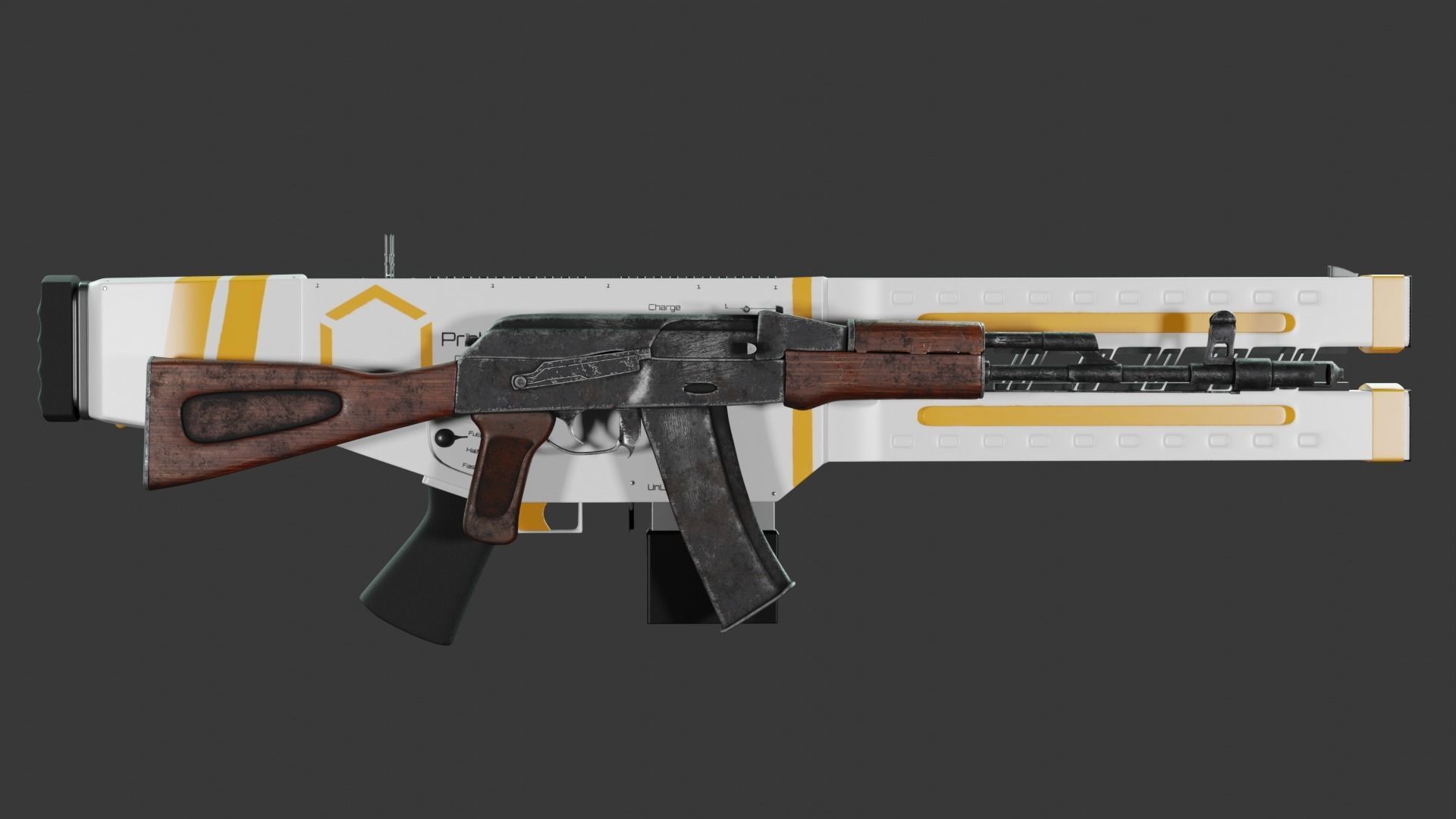 Railgun gun with stripes 3D model | CGTrader