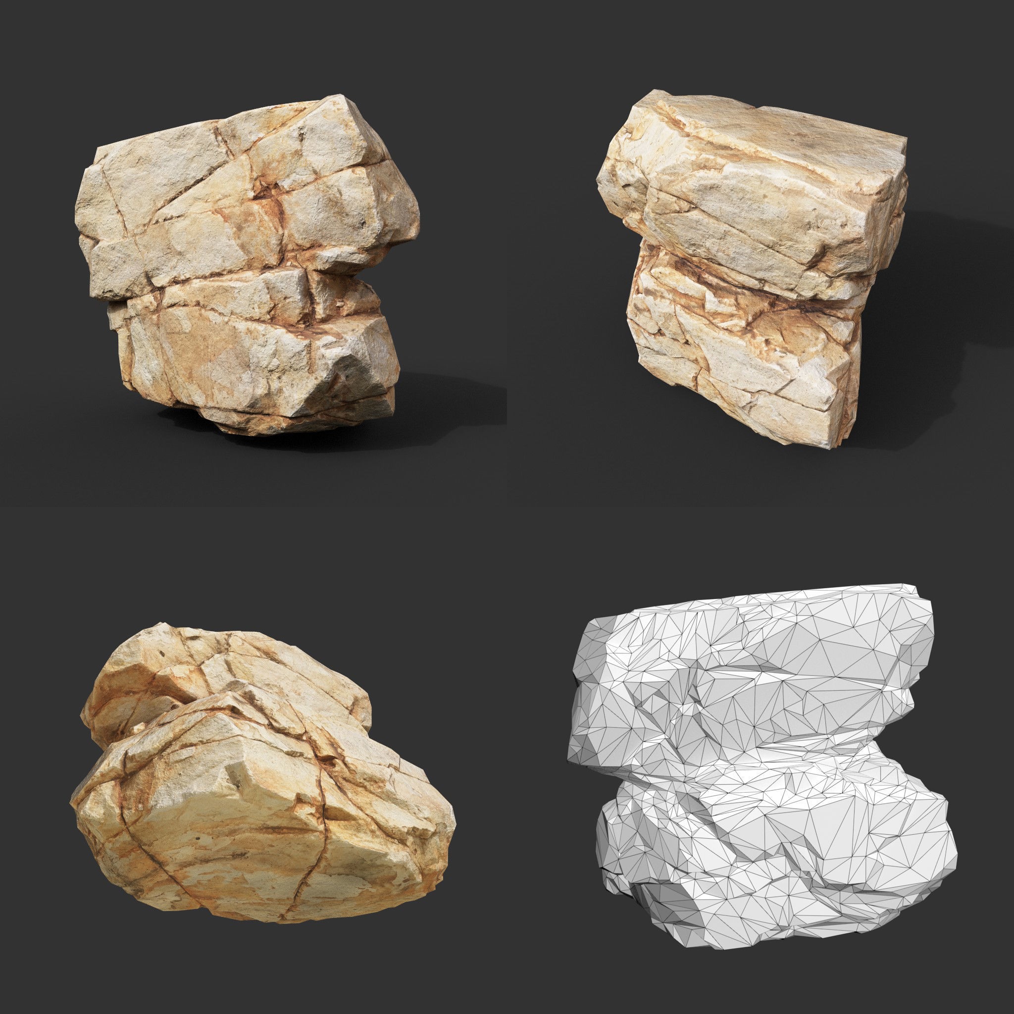 3D model Yellow Horizontal Rock Modular 221123 - Ultra HD 16K Texture ...