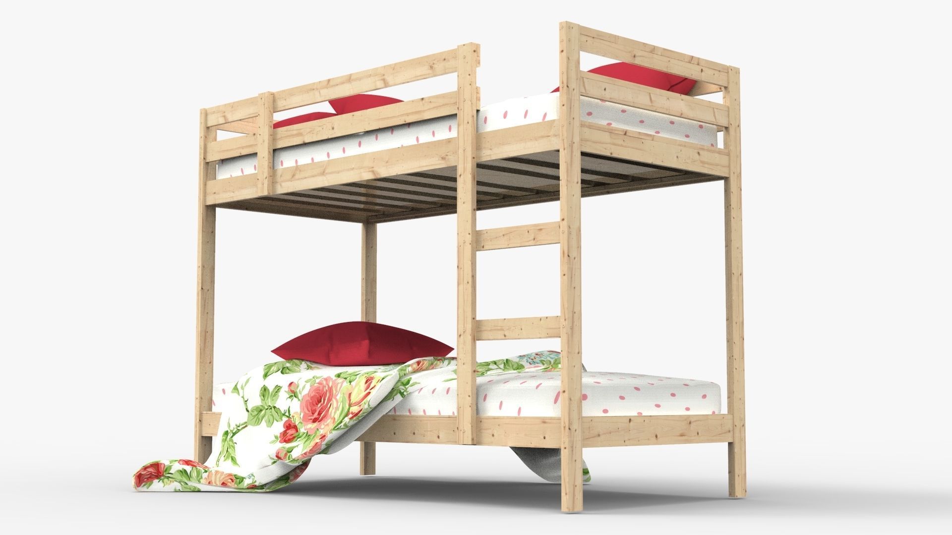 Wood Bunk Bed 3D model | CGTrader