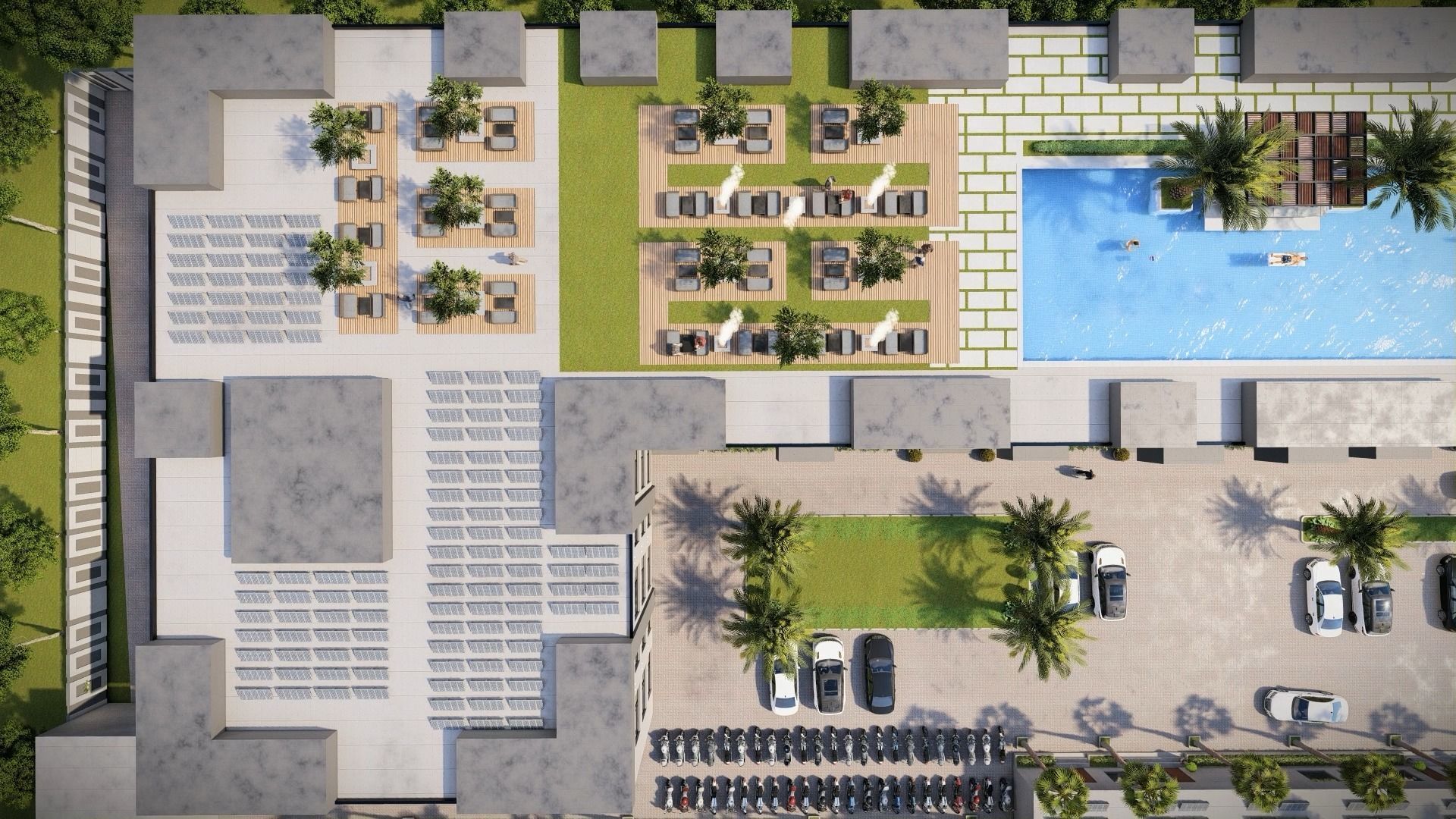 Industrial and commercial building 3d Model with roof garden 3D model ...