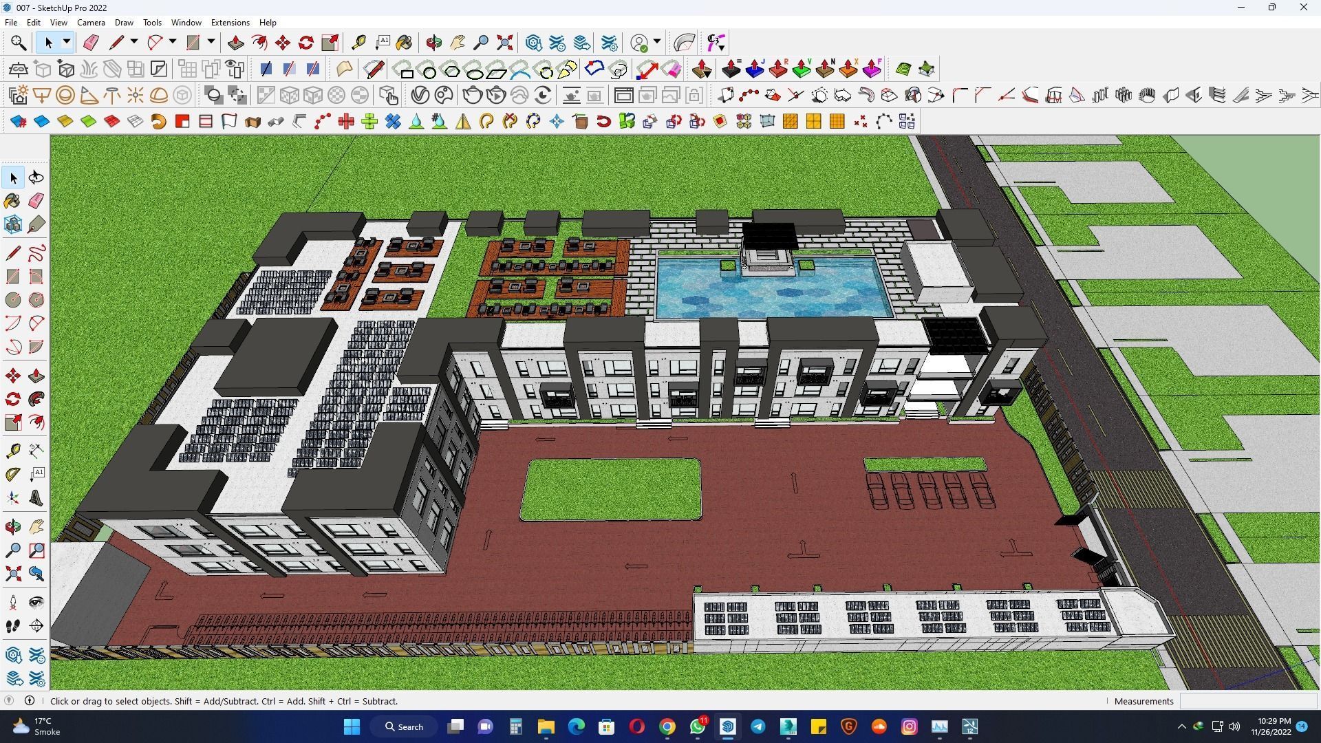 Industrial and commercial building 3d Model with roof garden 3D model ...