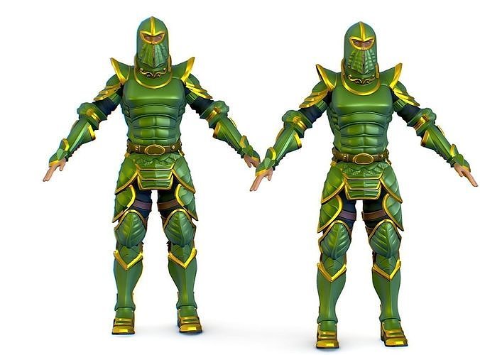3D model Subdivision 3D Men The Knight in Green Armor VR / AR / low ...