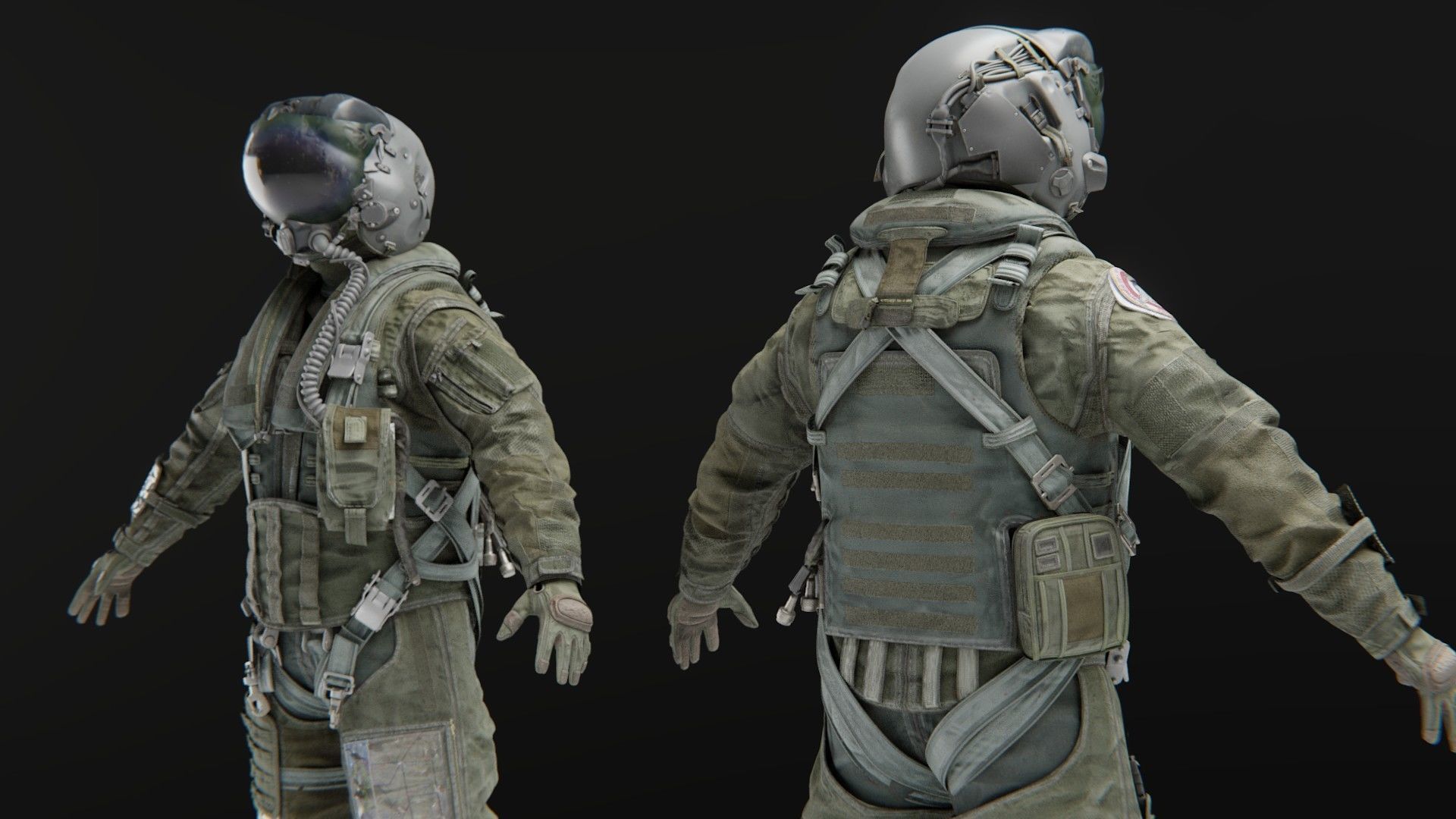 FLIGHT SUIT Fighter Pilot Rigged 3D model rigged | CGTrader