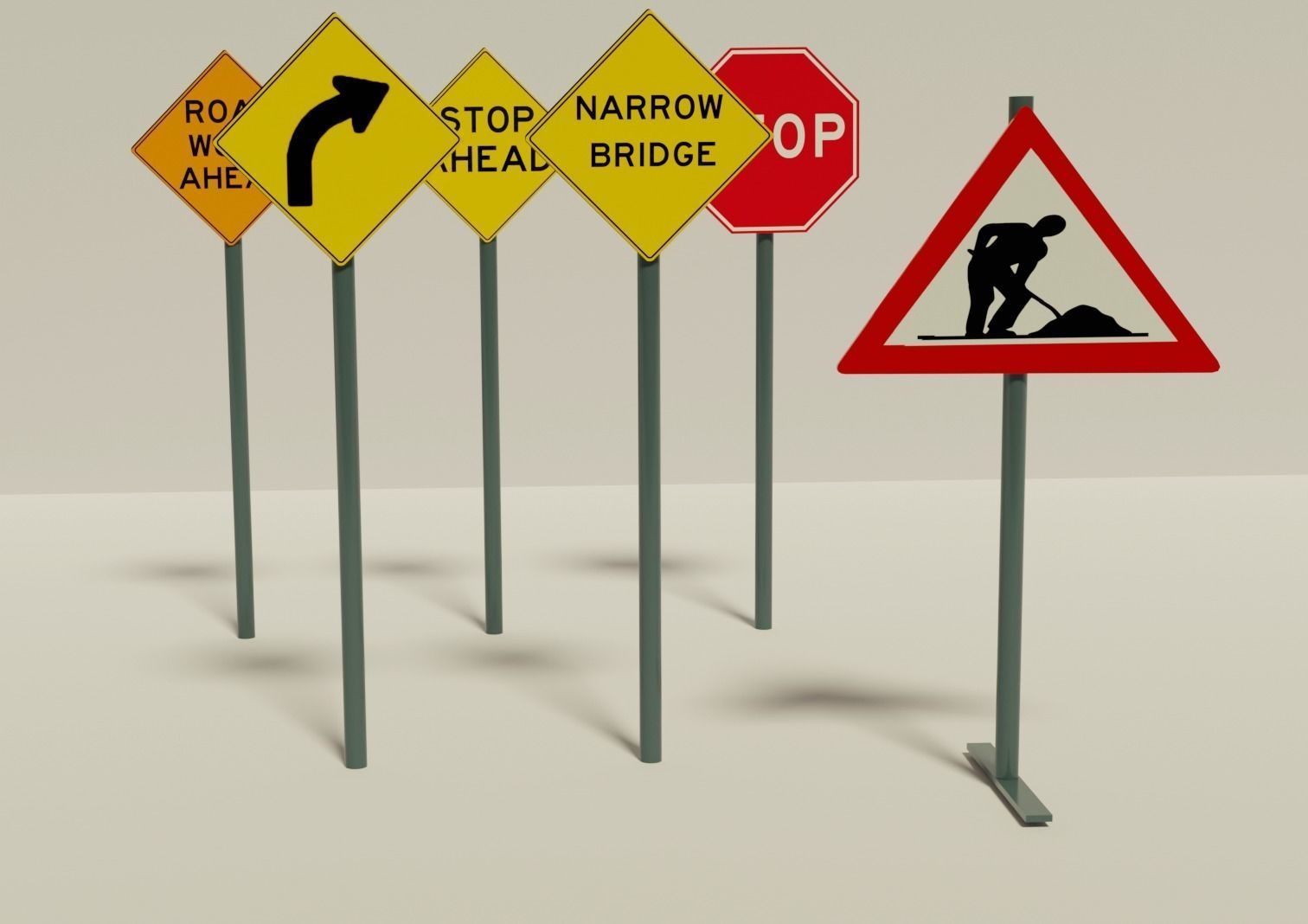 3D model Road Signs Pack VR / AR / low-poly | CGTrader