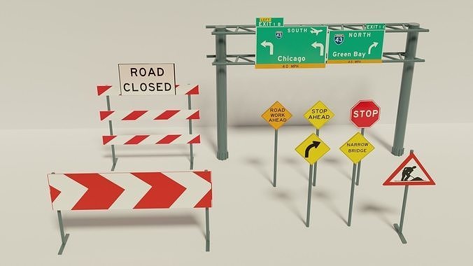 3D model Road Signs Pack VR / AR / low-poly | CGTrader
