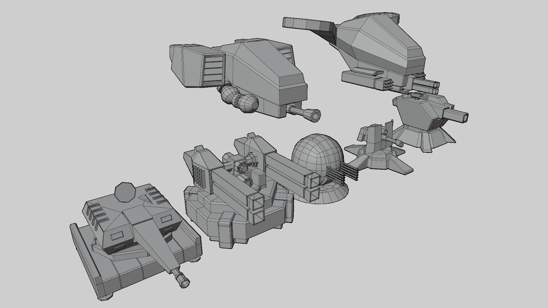 3D model Stylized turret and jet VR / AR / low-poly | CGTrader