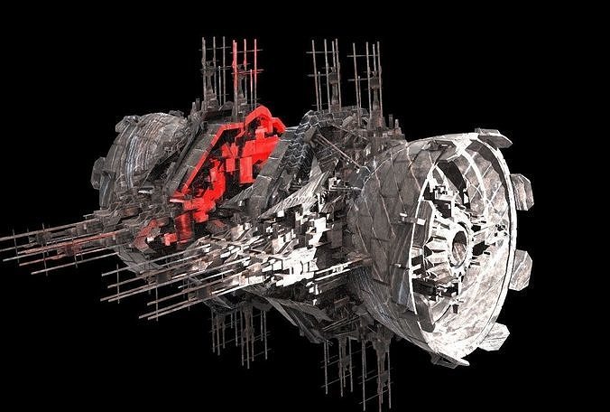 3D model Mega Sci-Fi city Prison ship Kitbash 2 VR / AR / low-poly ...