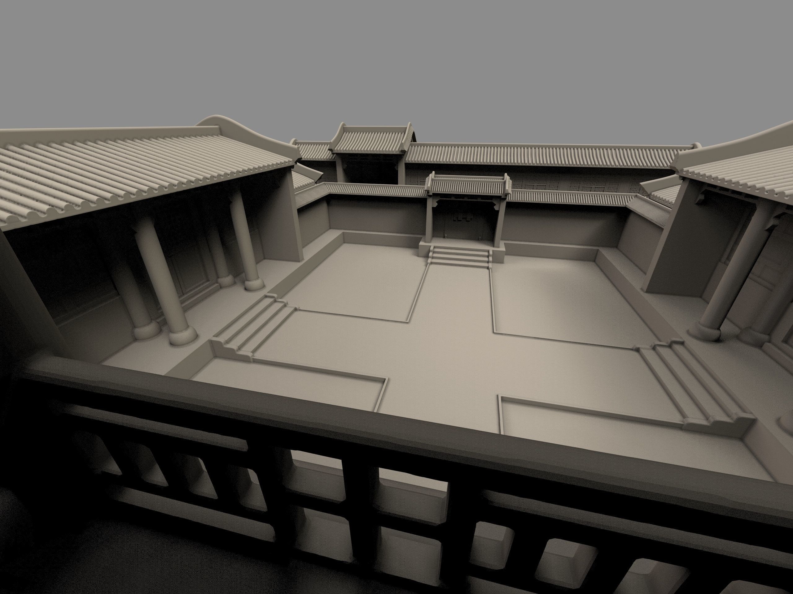 Chinese style building courtyard free 3D model 3D printable | CGTrader