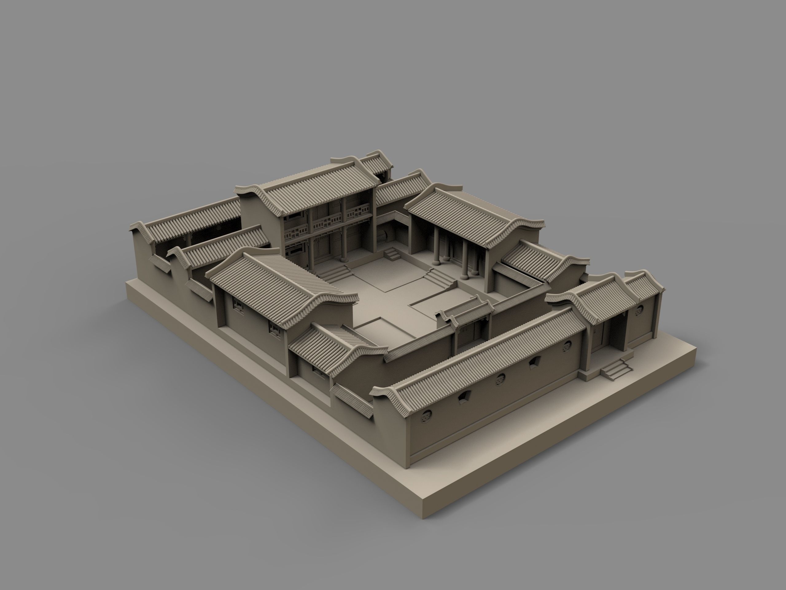 Chinese style building courtyard free 3D model 3D printable | CGTrader