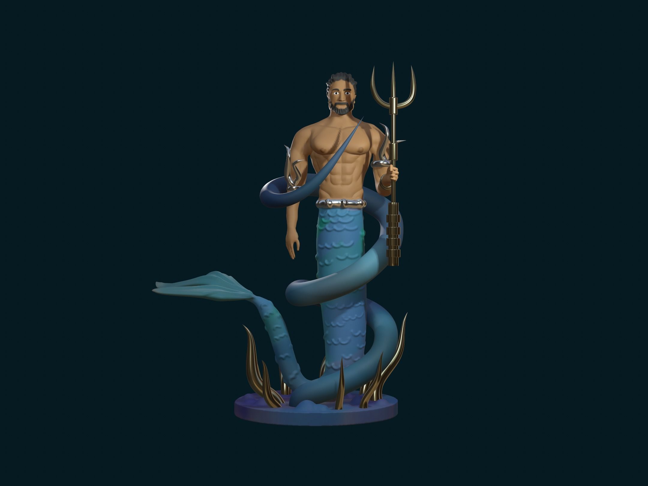 poseidon simple character 3D model 3D printable | CGTrader