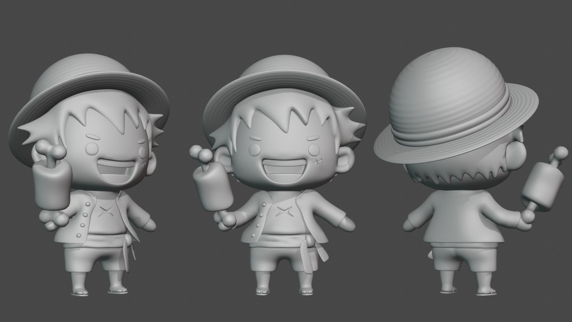 Luffy Chibi - One Piece 3D model 3D printable | CGTrader