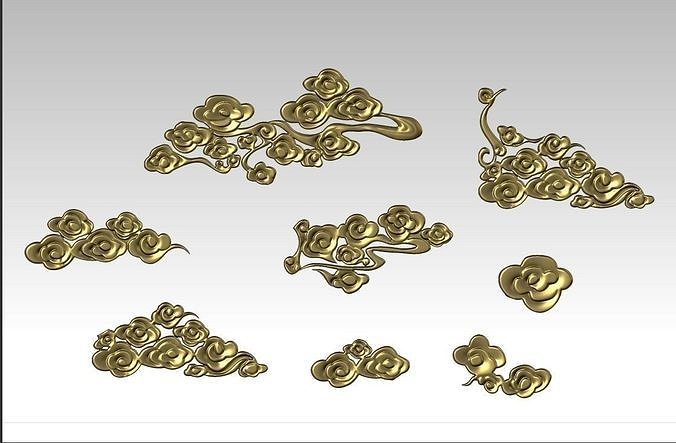 Cloud sculpture relief flower 3D printing decoration ZB brush 3D model ...