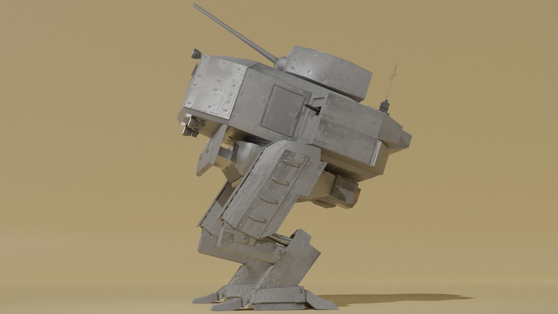 3D model Panzer Mech Walker with RIG and LOWPOLY Default camo VR / AR ...