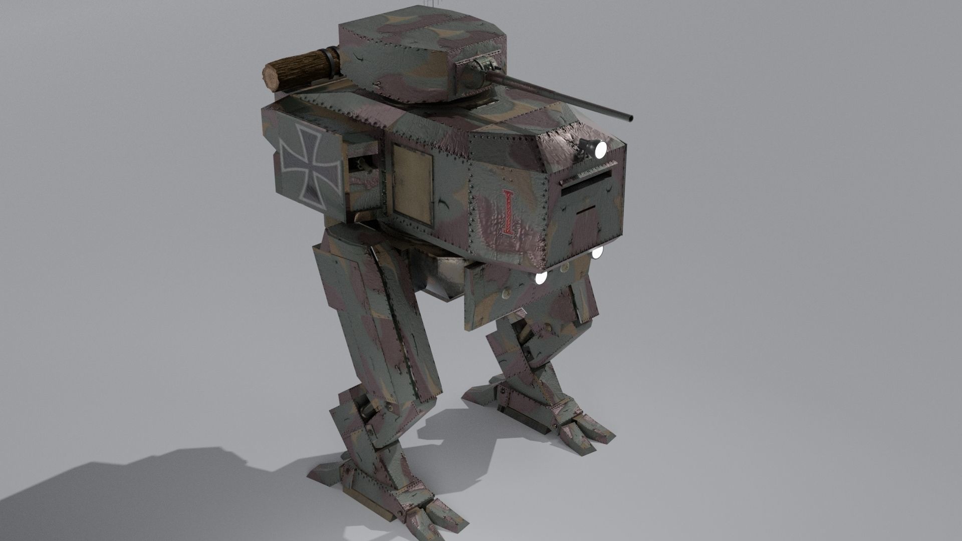 3D model Panzer Mech Walker with RIG and LOWPOLY Forest Camo VR / AR ...