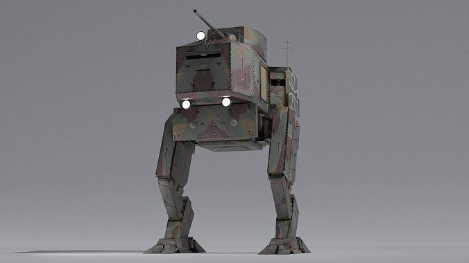 3D model Panzer Mech Walker with RIG and LOWPOLY Forest Camo VR / AR ...