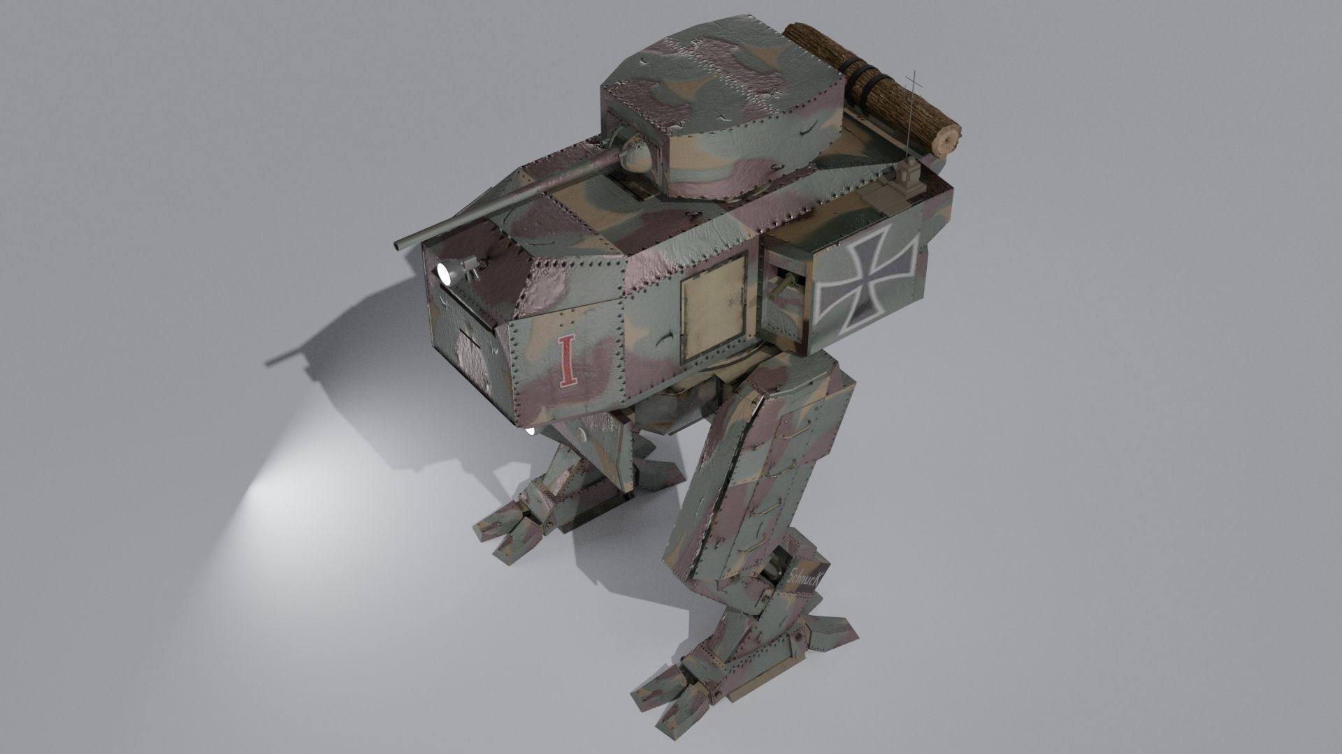 3D model Panzer Mech Walker with RIG and LOWPOLY Forest Camo VR / AR ...