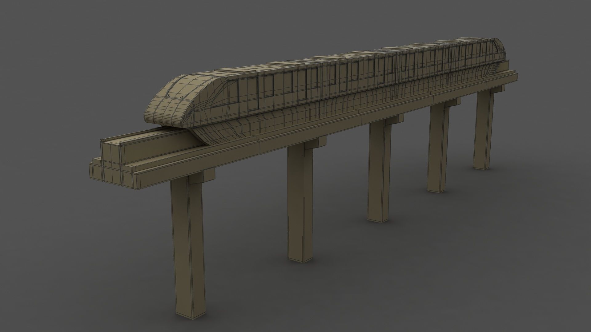 Monorail futuristic high-speed train 3D model | CGTrader