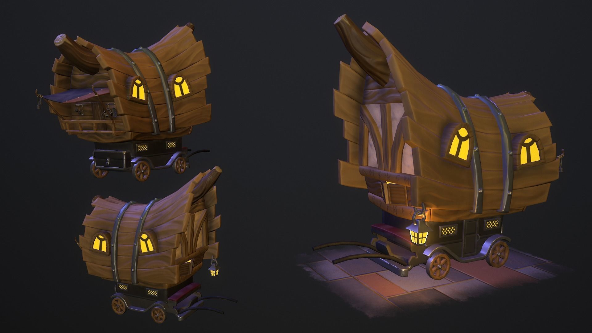 3D model Stylized wagon VR / AR / low-poly | CGTrader