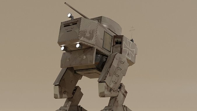 3D model Panzer Mech Walker with RIG and LOWPOLY Desert Camo VR / AR ...