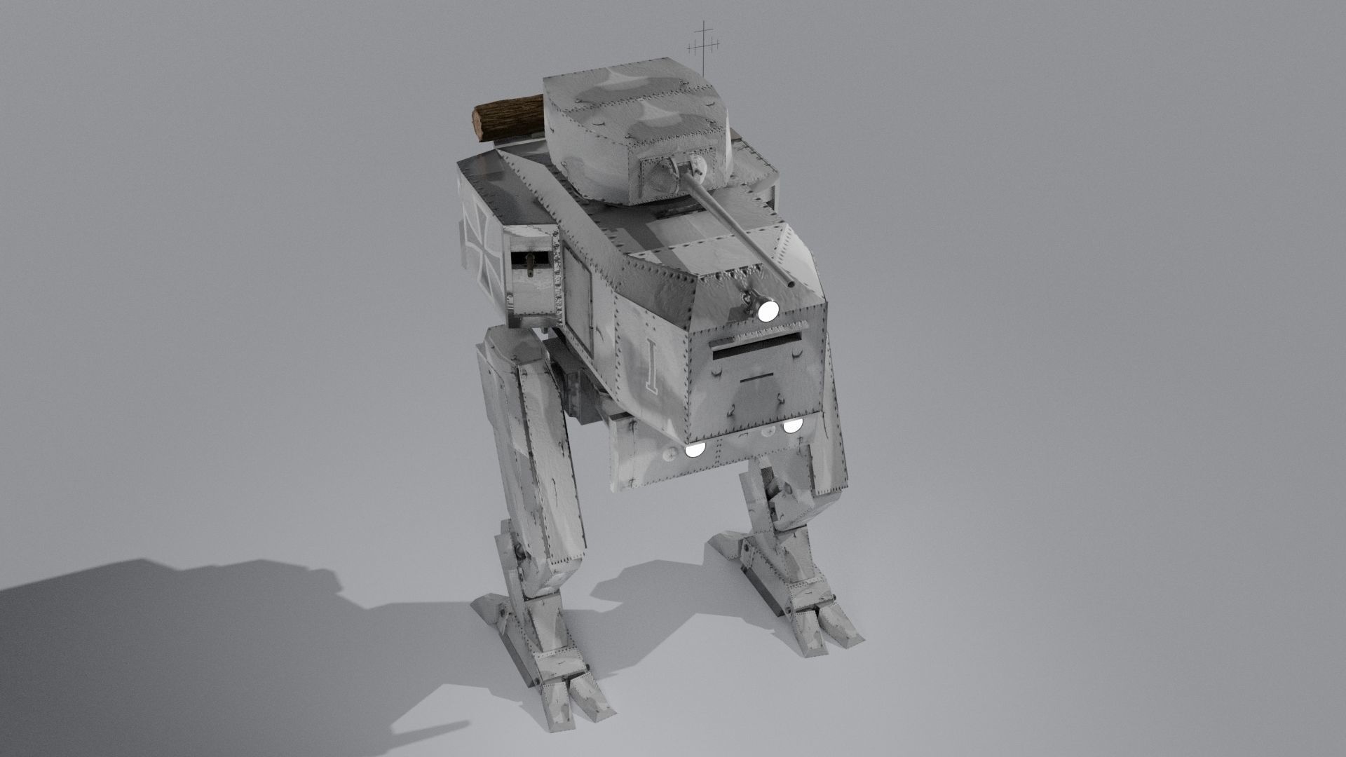 3D model Panzer Mech Walker with RIG and LOWPOLY Winter Camo VR / AR ...
