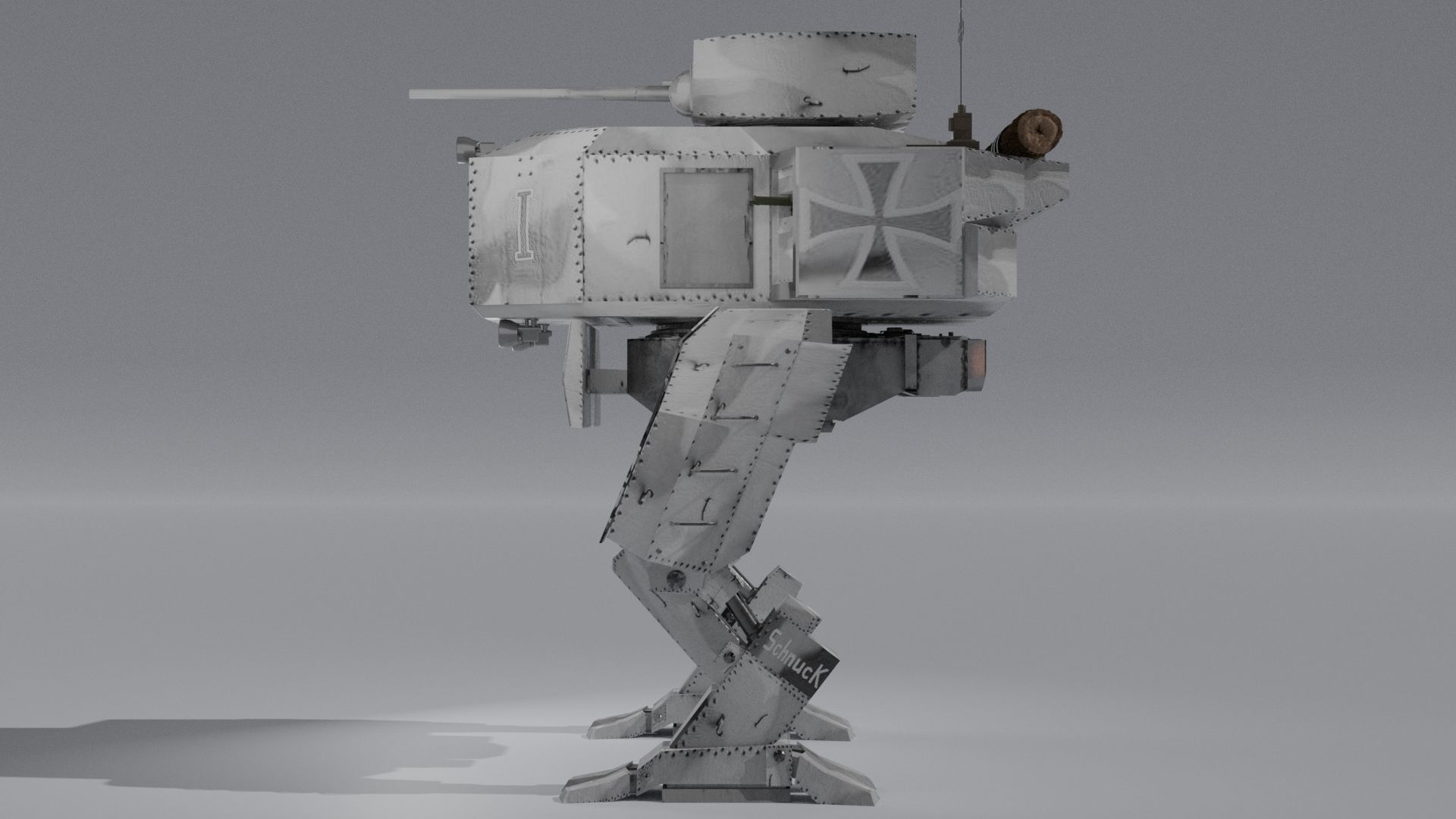 3D model Panzer Mech Walker with RIG and LOWPOLY Winter Camo VR / AR ...