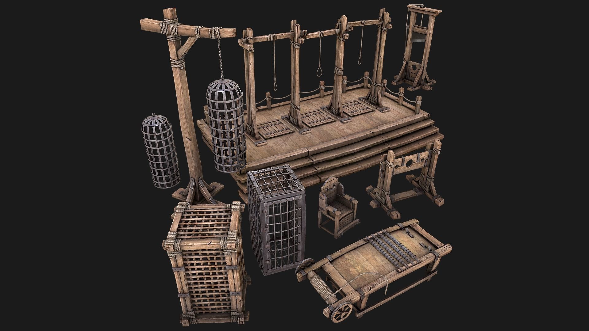 3D model Medieval Torture Device Pack VR / AR / low-poly | CGTrader