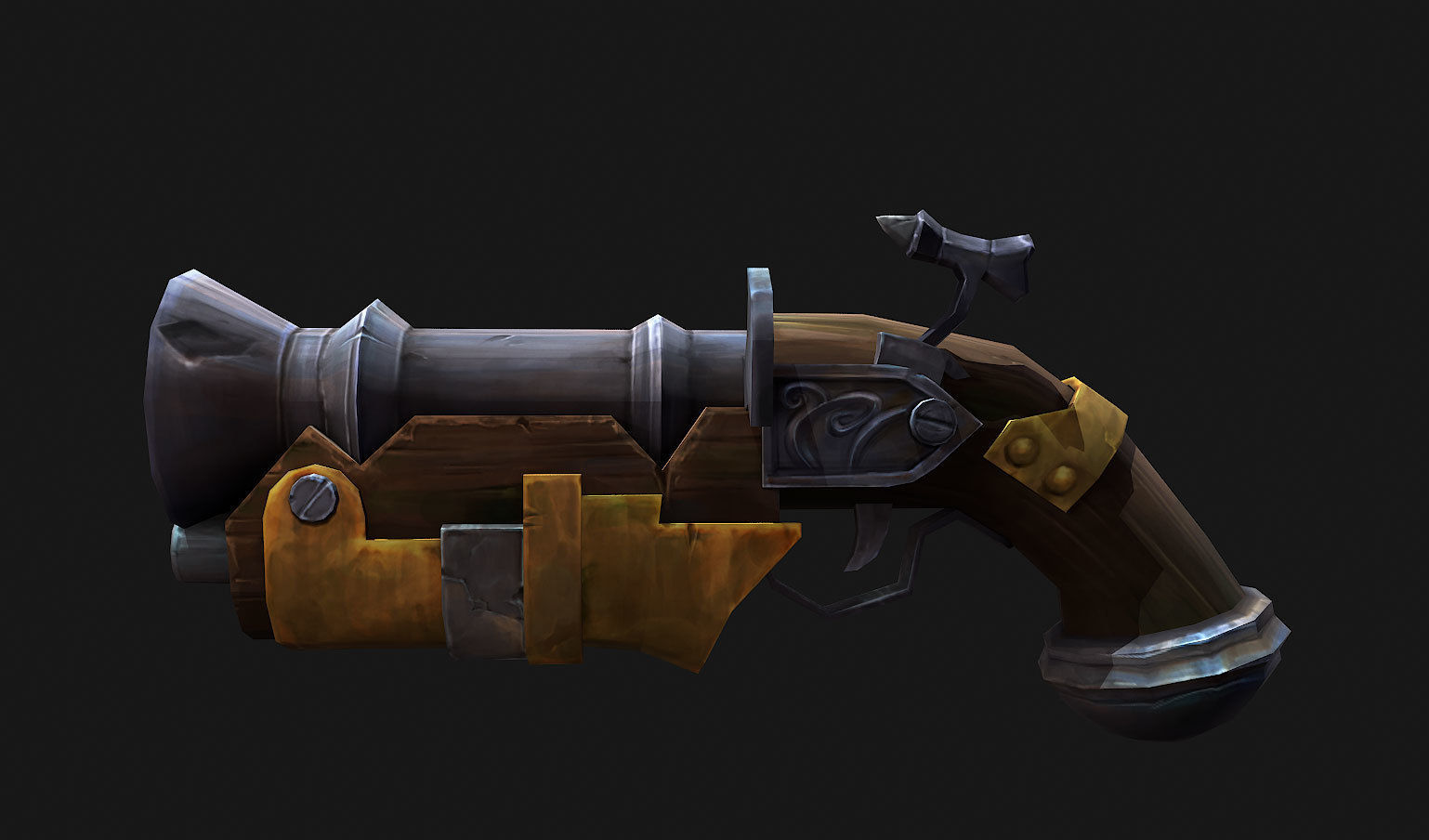 3D model Stylized Hand painted Gun Lowpoly 3d model VR / AR / low-poly ...