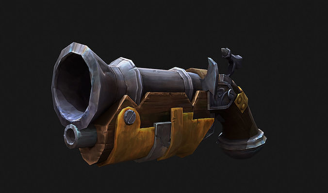 3D model Stylized Hand painted Gun Lowpoly 3d model VR / AR / low-poly ...