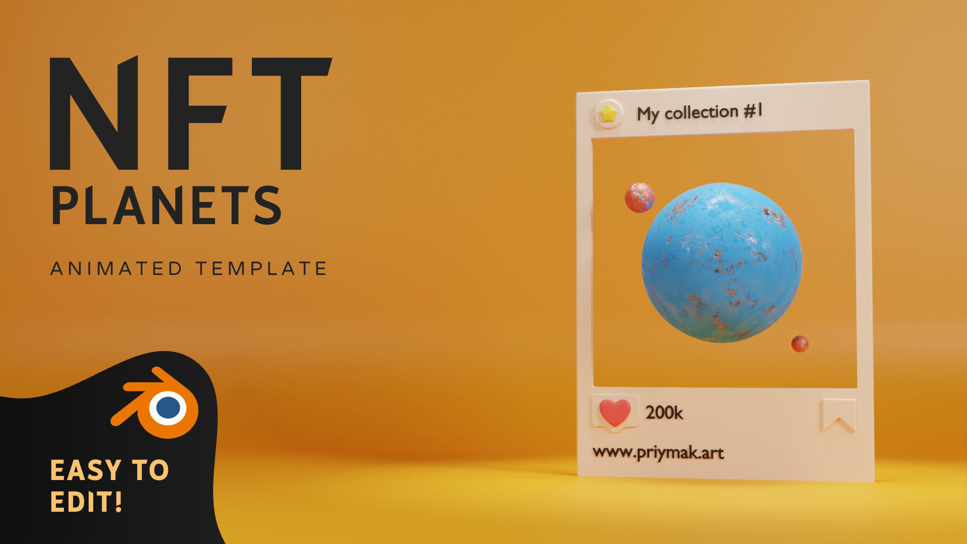 NFT 3D Insta social card Planets collection for Blender 3D model animated | CGTrader
